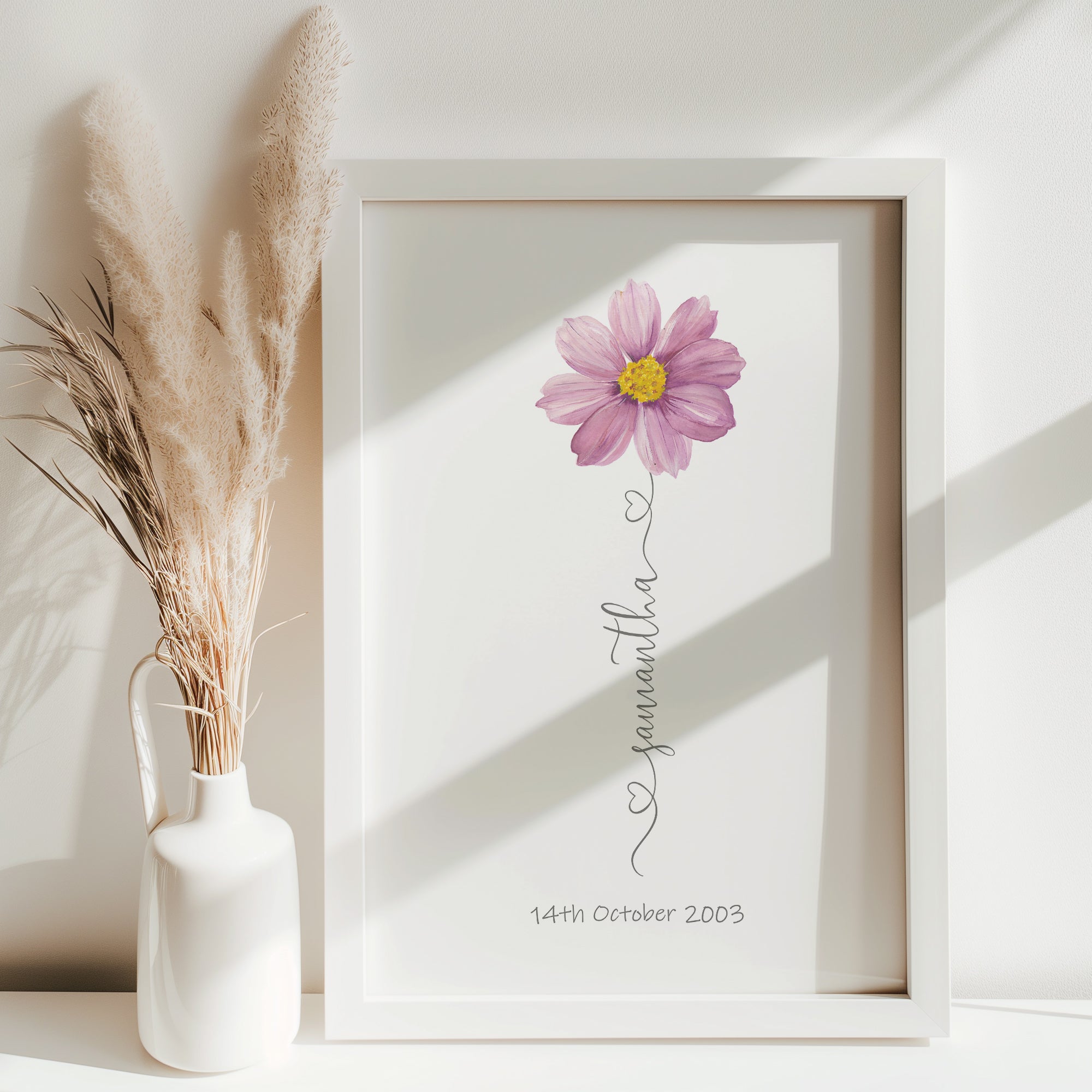Birth Flower with Date of Birth Personalised Art Print – Me Loovely