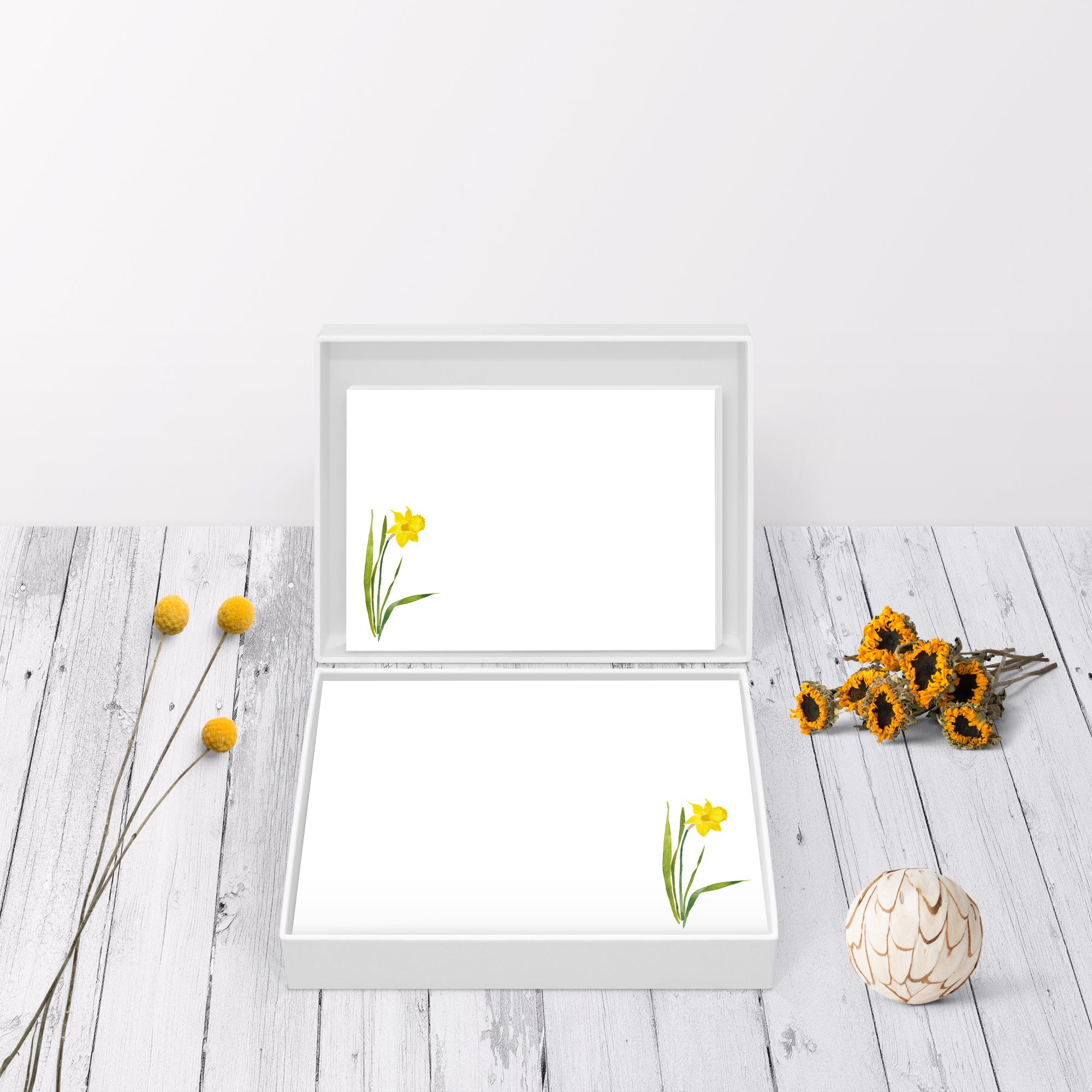 Yellow Daffodil Flat Notecard Set - Front – Me Loovely